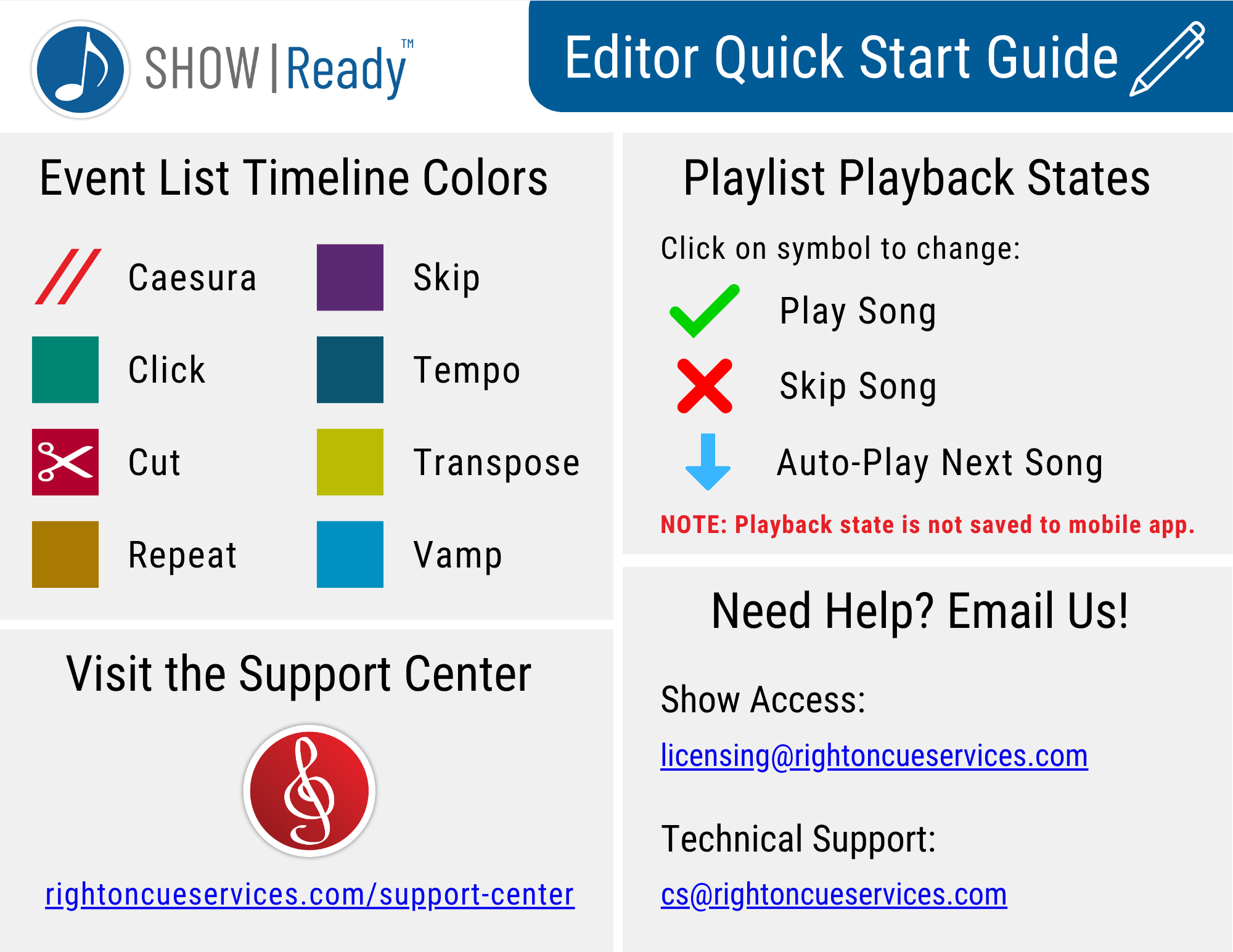 Show|Ready Quick Start Guides - Right on Cue Services Right on Cue Services